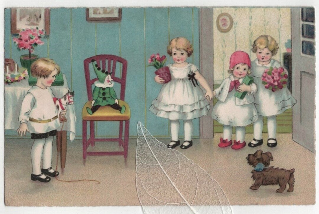 1920s Little Girls Come Over for a Visit Artist Signed Lia Döring ...