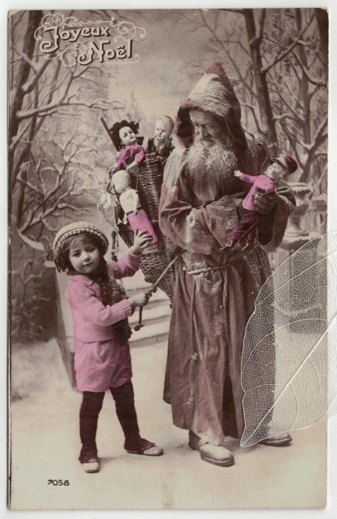 1916 A Very PINK CHRISTMAS Pere Noel & Girl With Vintage TOYS - Etsy