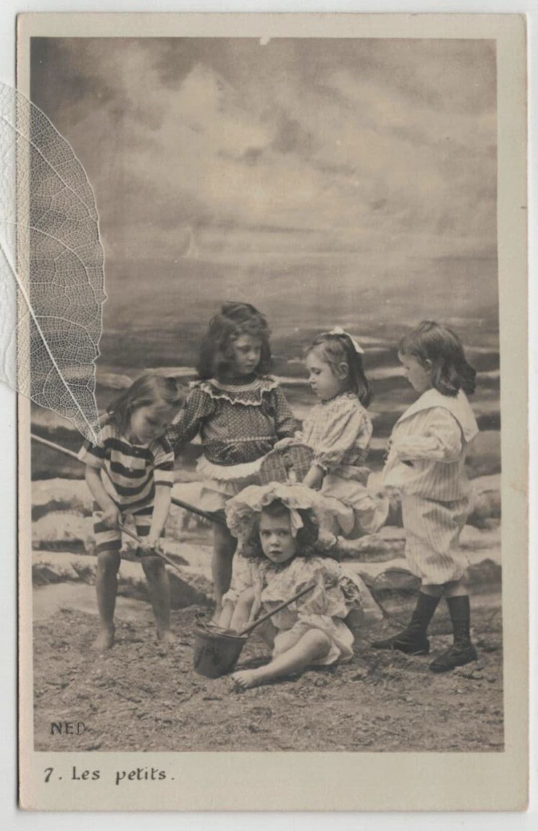 UNUSED Pre 1905 Children Playing at the Beach les Petits Antique French ...