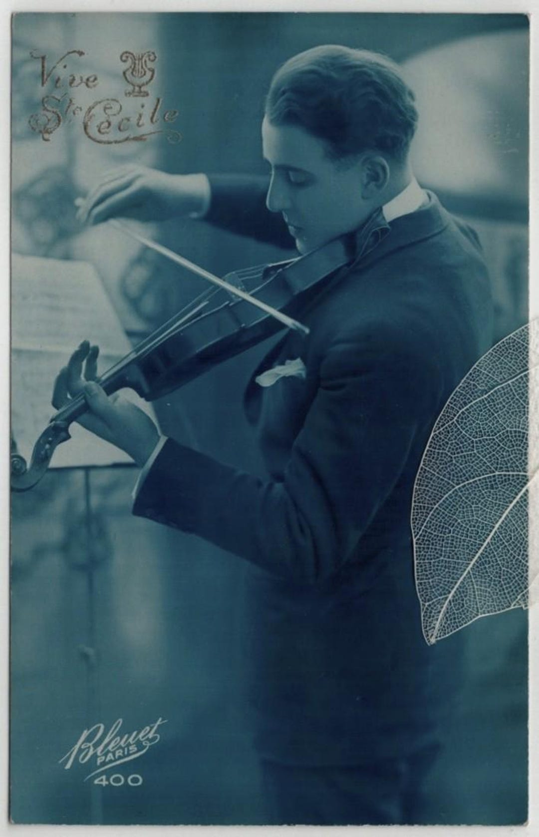 1920s DECO ERA Young Man With Violin Antique French Postcard - Etsy