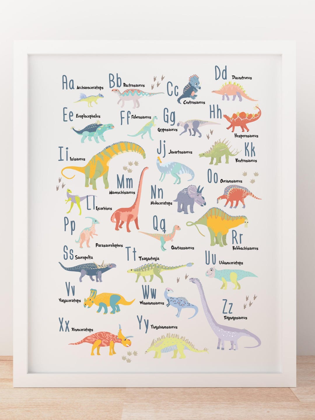 Dinosaur Alphabet Print: Educational ABC Wall Art for Nursery (digital ...