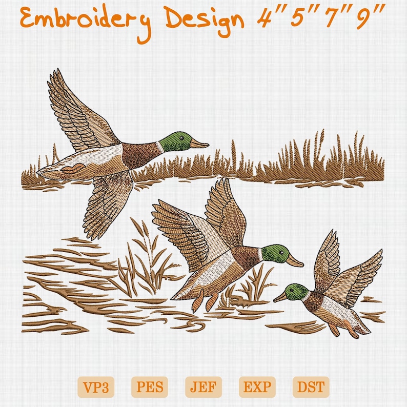 Embroidered Duck Design, Retro Duck Nature Embroidery, 90s Vintage ...