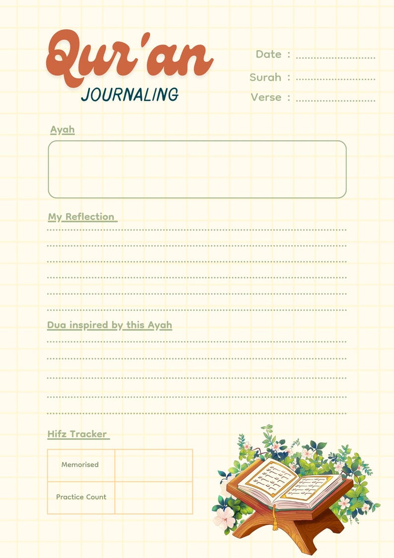 Printable Weekly Qur'an Journal and Hifz Tracker - Etsy
