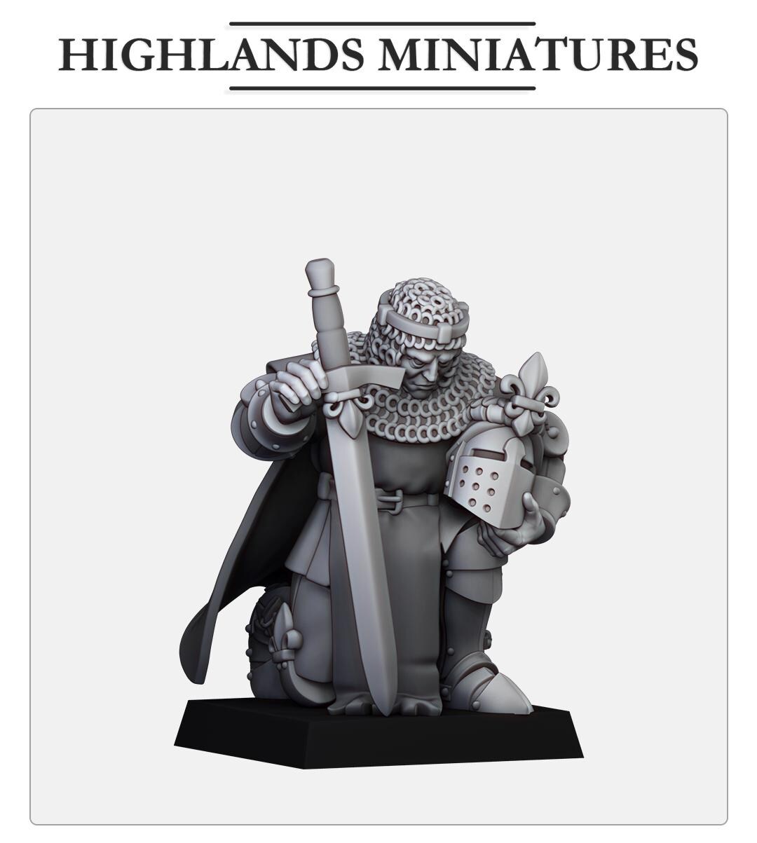 Galia Praying Knight | Highlands Miniatures | 28mm 32mm 54mm 75mm ...