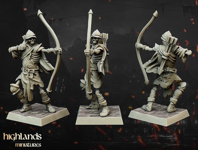 Undead Skeleton Archers Unit | Highlands Miniatures | 28mm 32mm 54mm ...