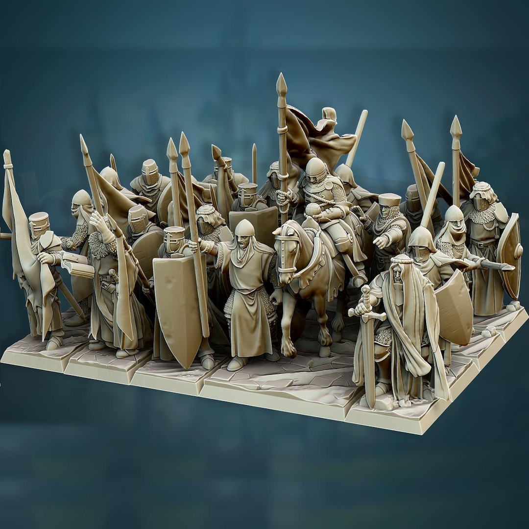 Crusaders Templar Unit | Highlands Miniatures | 28mm 32mm 54mm 75mm ...
