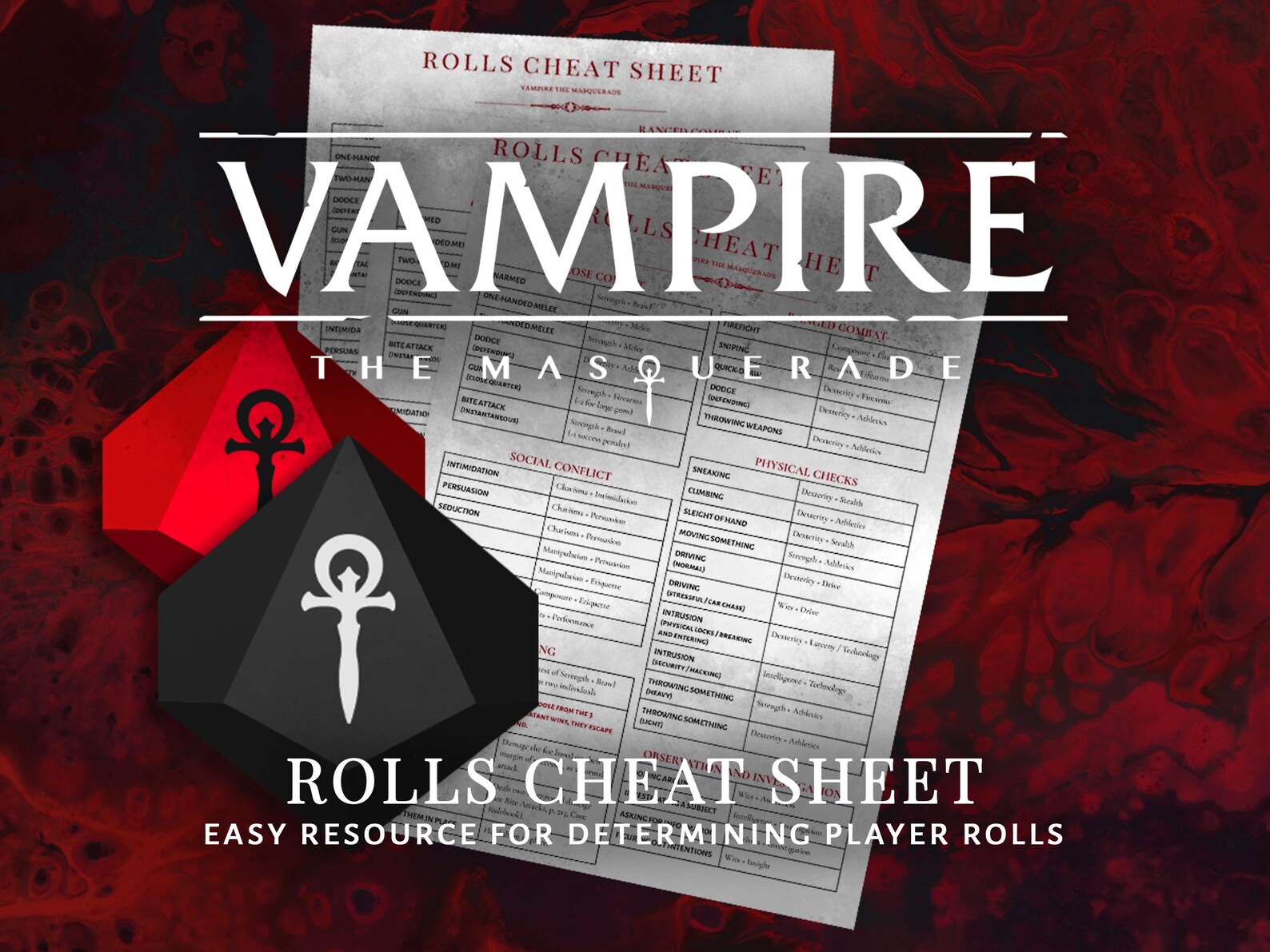 V5 Storyteller's Rolls Cheat Sheet vampire: the Masquerade - Etsy