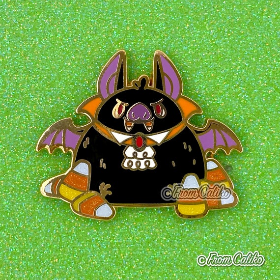Halloween Candy Corn Bat Hard Enamel Pin Chonky Bat Count | Etsy
