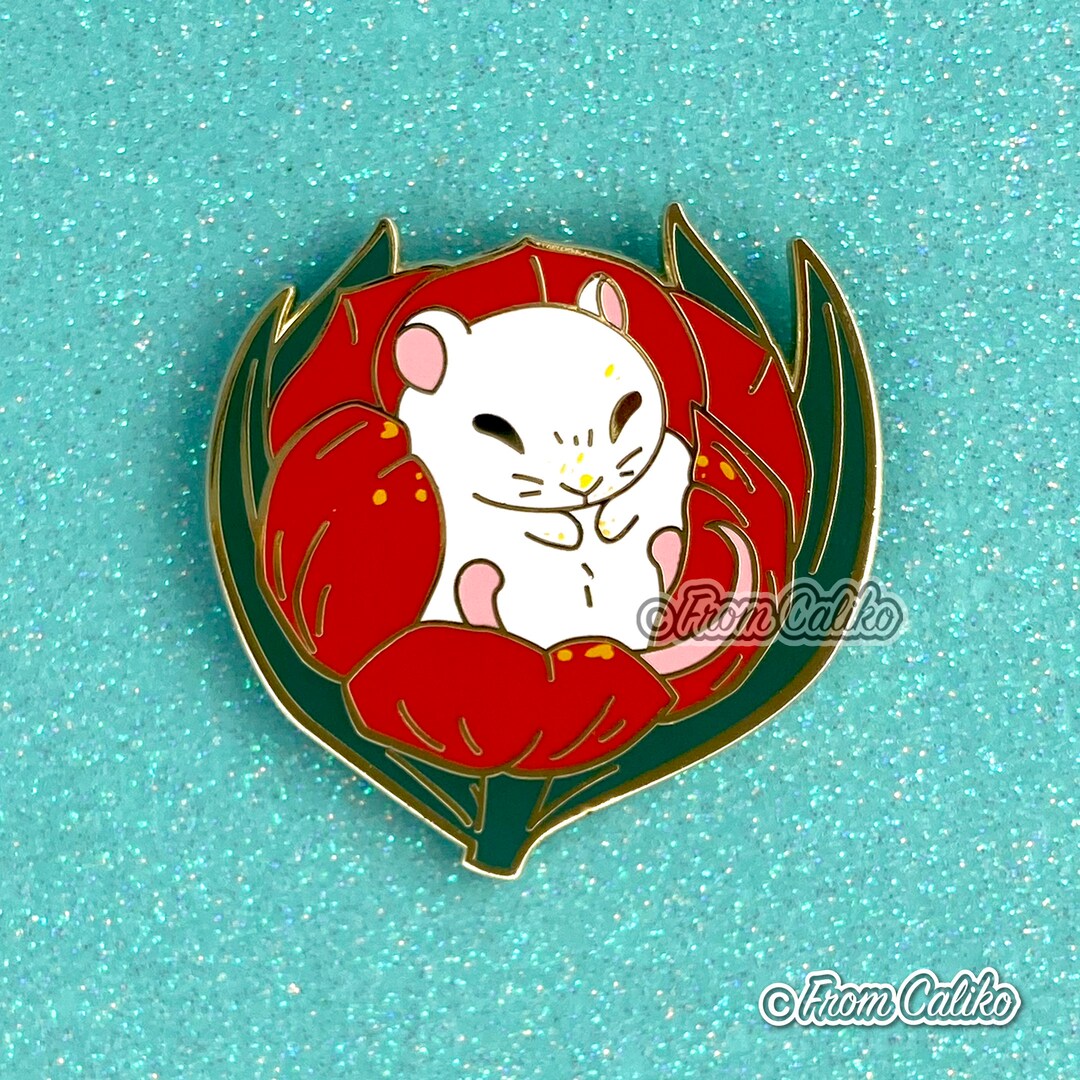 Field Mouse in a Tulip Hard Enamel Pin - Chonky Mouse - Etsy