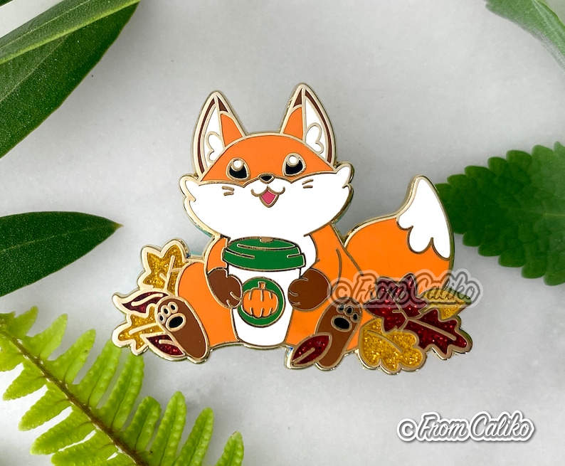 Pumpkin Spice Fox Hard Enamel Pin PSL Latte Chonky Fox | Etsy