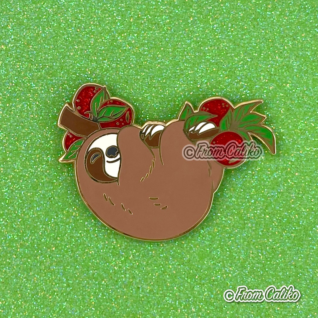 Apple Sloth Hard Enamel Pin - Chonky Sloth - Etsy