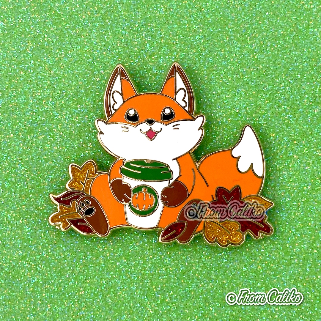 Pumpkin Spice Fox Hard Enamel Pin - PSL Latte Chonky Fox - Etsy