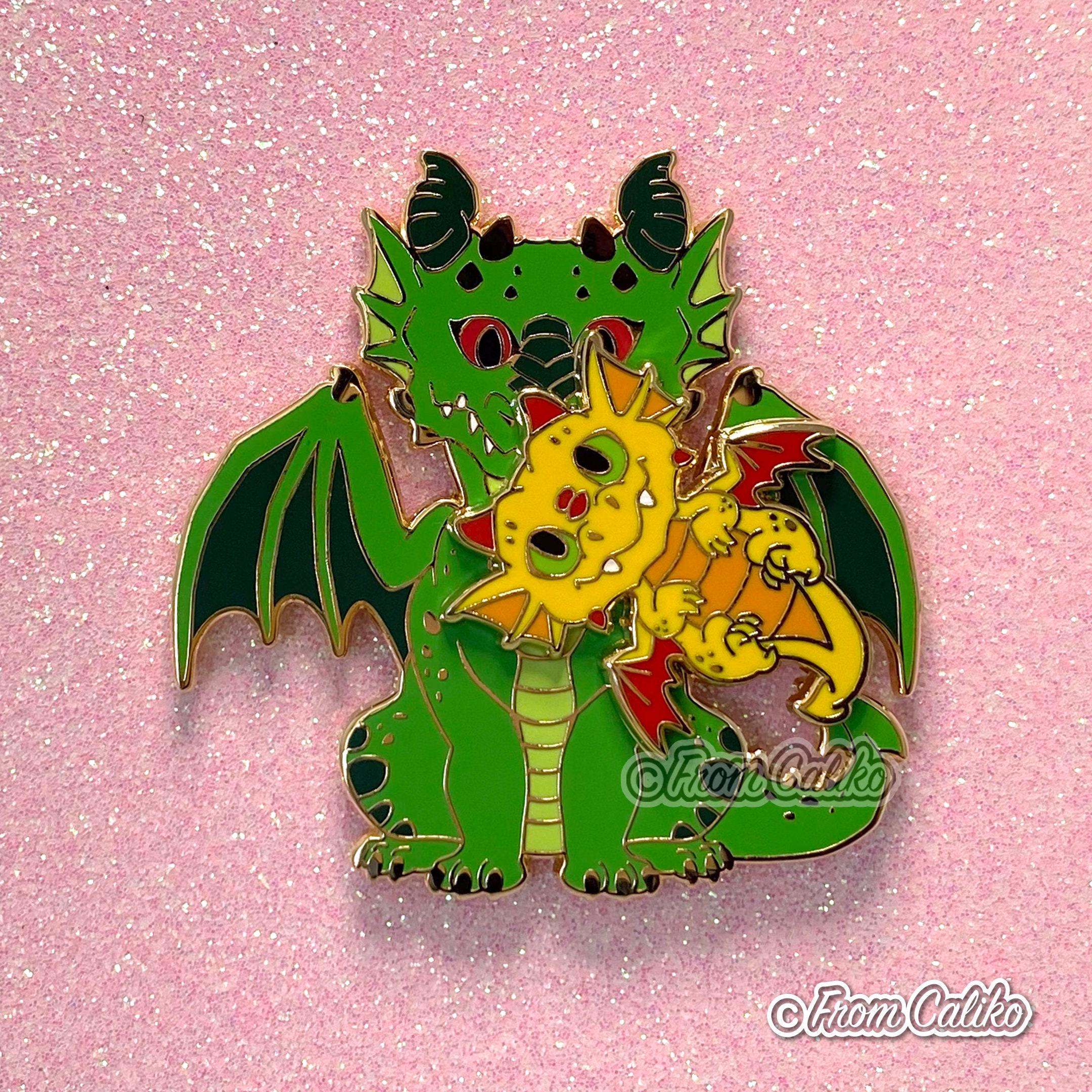 Mama Dragon and Swinging Baby - Hard Enamel Pin Momma Dragon Mom - Etsy