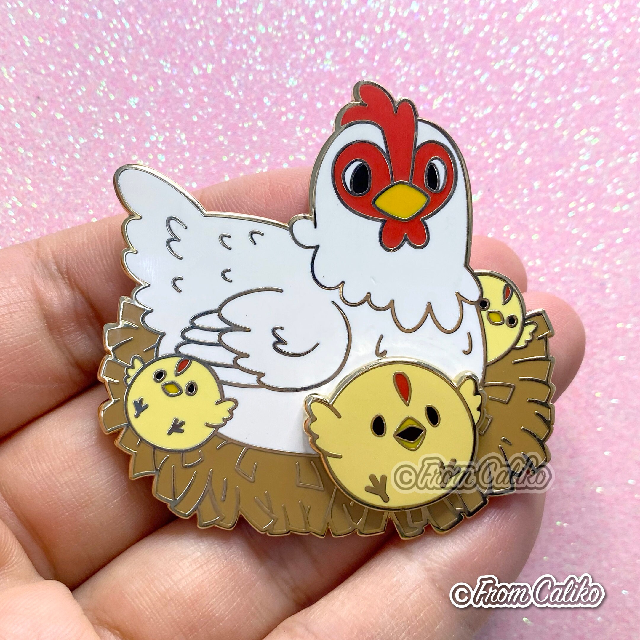 Mama Chicken and Spinning Chick Hard Enamel Pin Momma Hen | Etsy