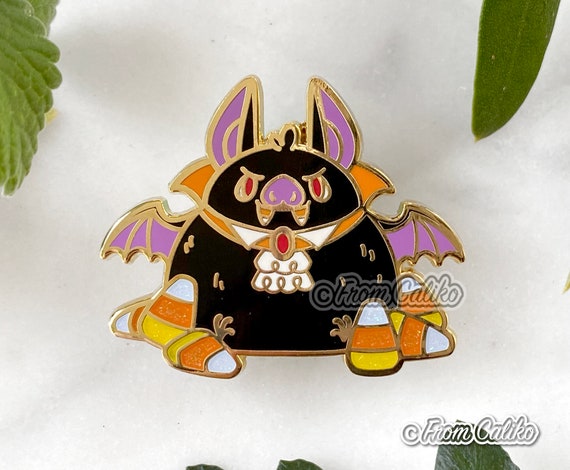 Halloween Candy Corn Bat Hard Enamel Pin Chonky Bat Count | Etsy