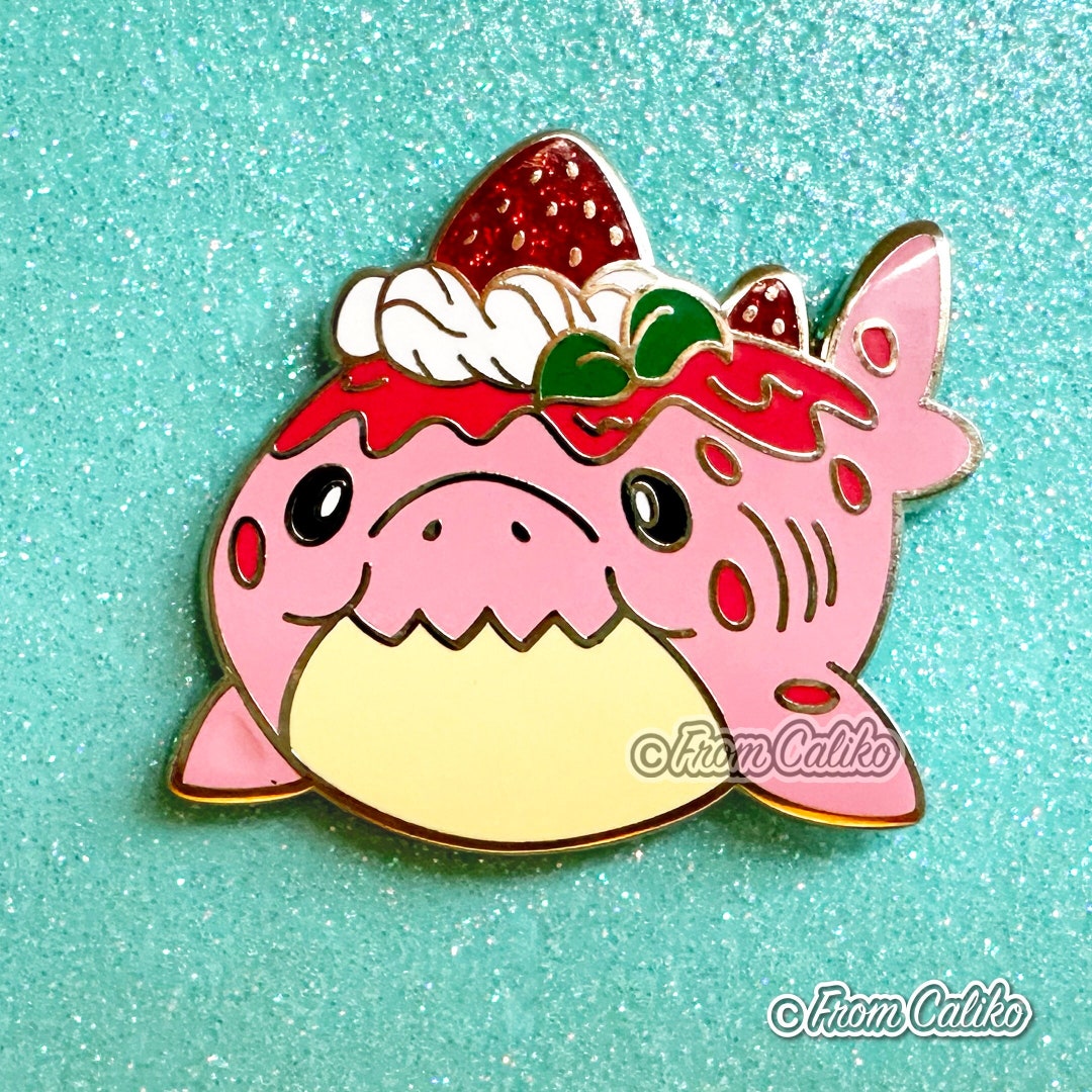 Strawberry Shark Cake Hard Enamel Pin - Shark Pin - Etsy