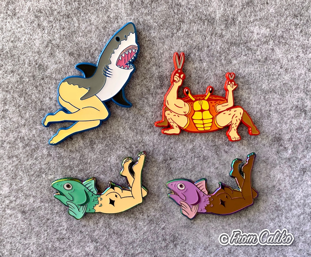 Merperson Reverse Mermaid Merman Mershark Mercrab Rainbow Enamel Pin - Etsy