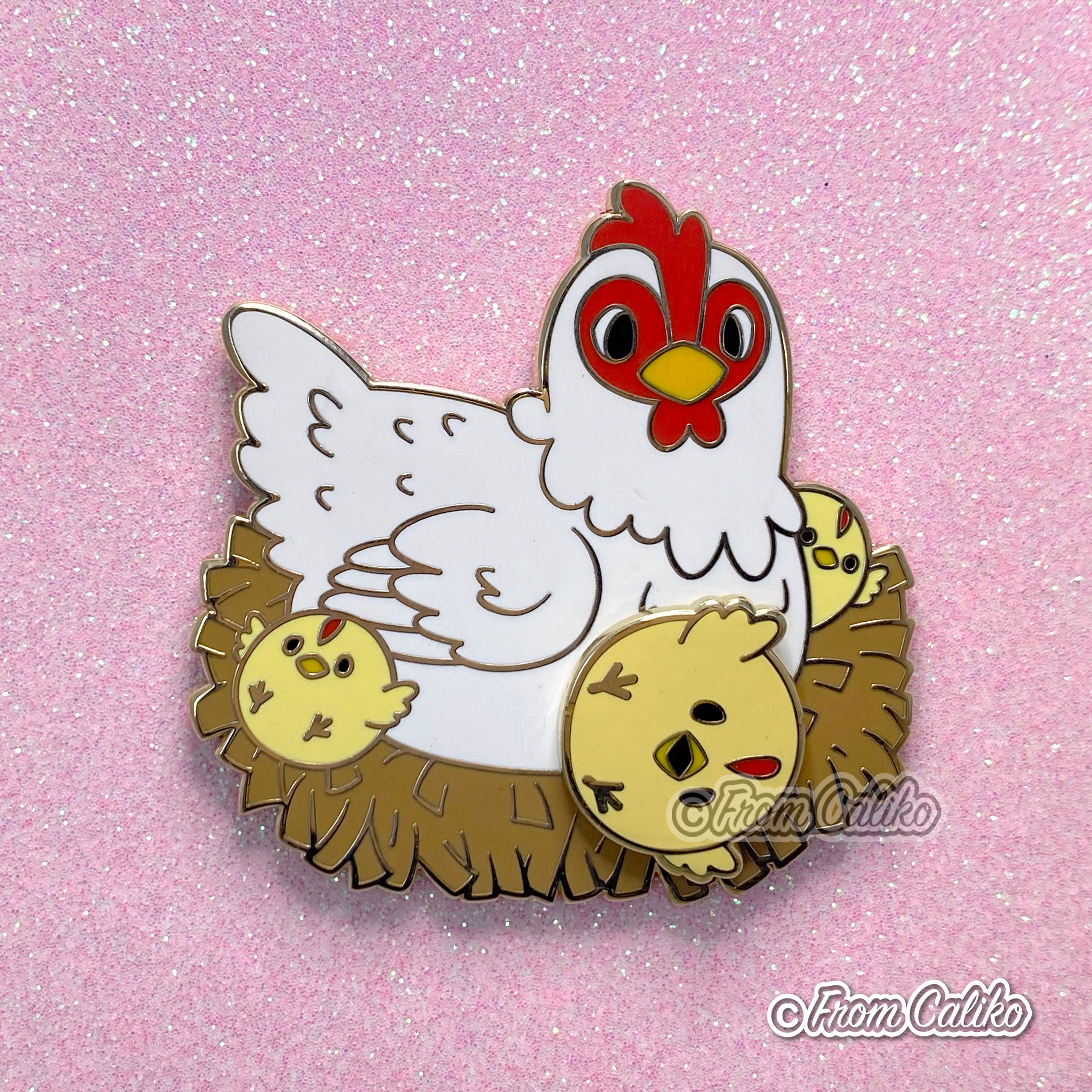 Mama Chicken and Spinning Chick Hard Enamel Pin Momma Hen | Etsy