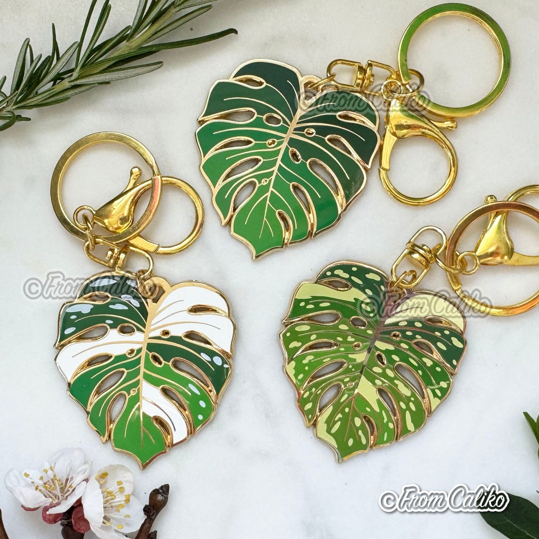 Monstera Leaf Keychain - Variegated Albo Thai Constellation - Etsy