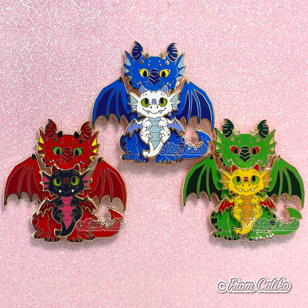 Mama Dragon and Swinging Baby - Hard Enamel Pin Momma Dragon Mom - Etsy