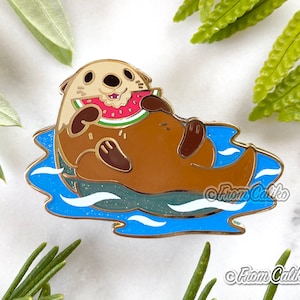 Watermelon Otter Hard Enamel Pin - Chonky Otter - Etsy