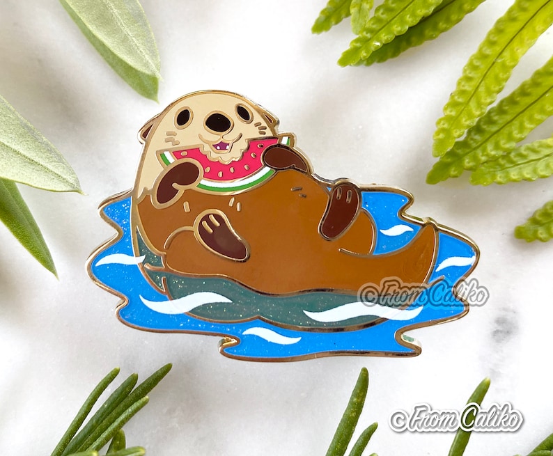 Watermelon Otter Hard Enamel Pin - Chonky Otter - Etsy