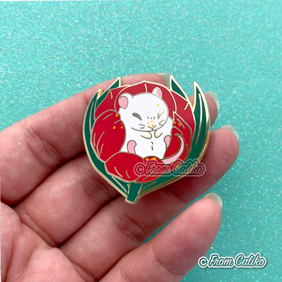 Field Mouse in a Tulip Hard Enamel Pin Chonky Mouse | Etsy