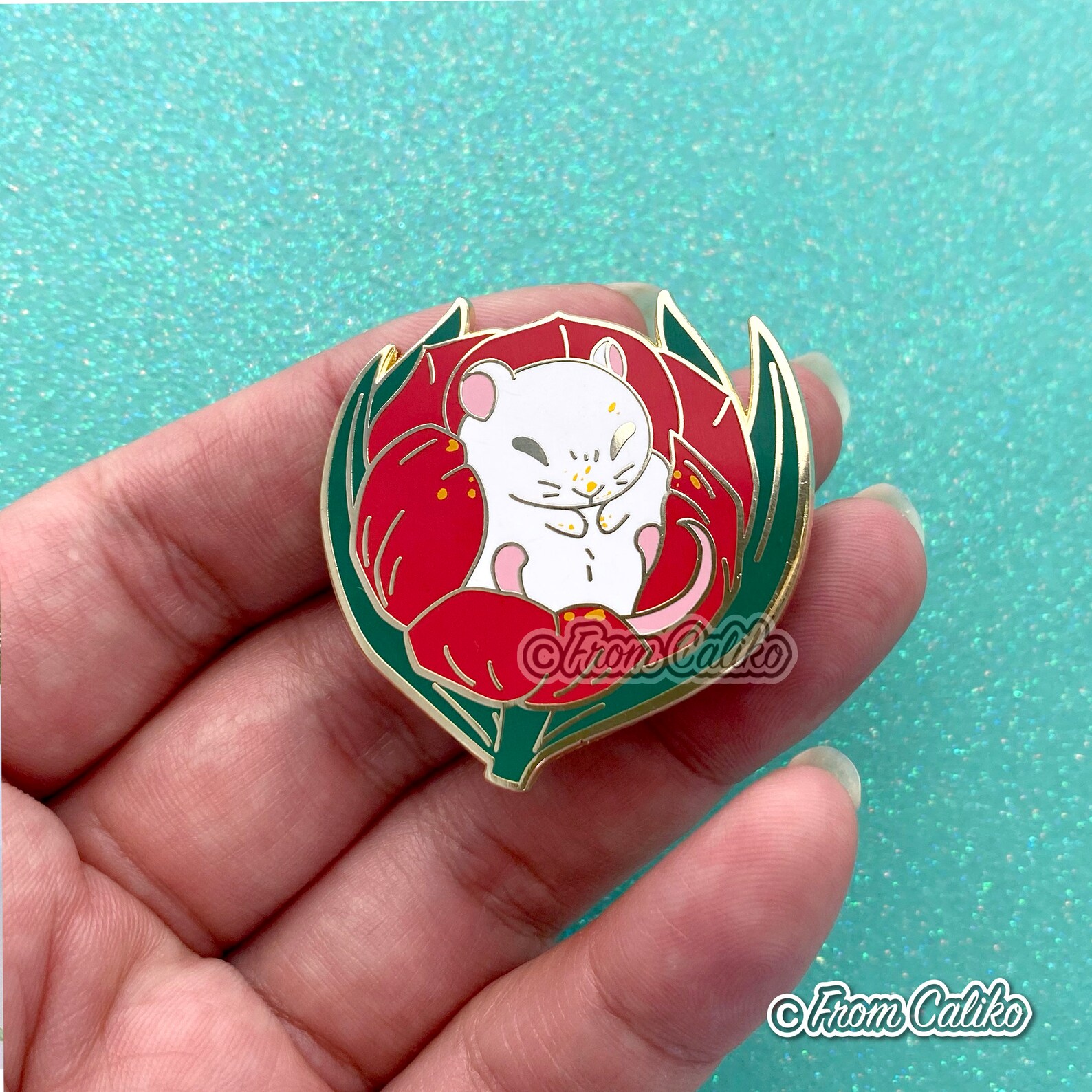 Field Mouse in a Tulip Hard Enamel Pin Chonky Mouse | Etsy
