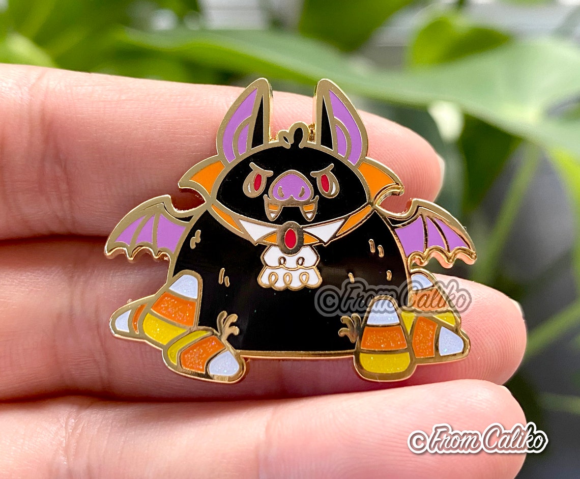 Halloween Candy Corn Bat Hard Enamel Pin Chonky Bat Count | Etsy