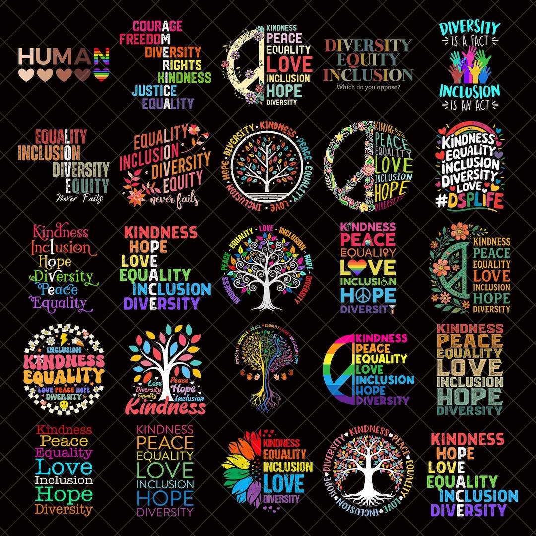 Equality Inclusion Diversity PNG Bundle, Kindness Hope Love Digital ...