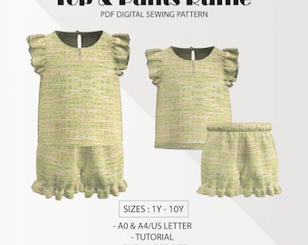 Ruffle Top Baby & Kids PDF Pattern Sewing, Ruffle T-shirt Girls Digital ...