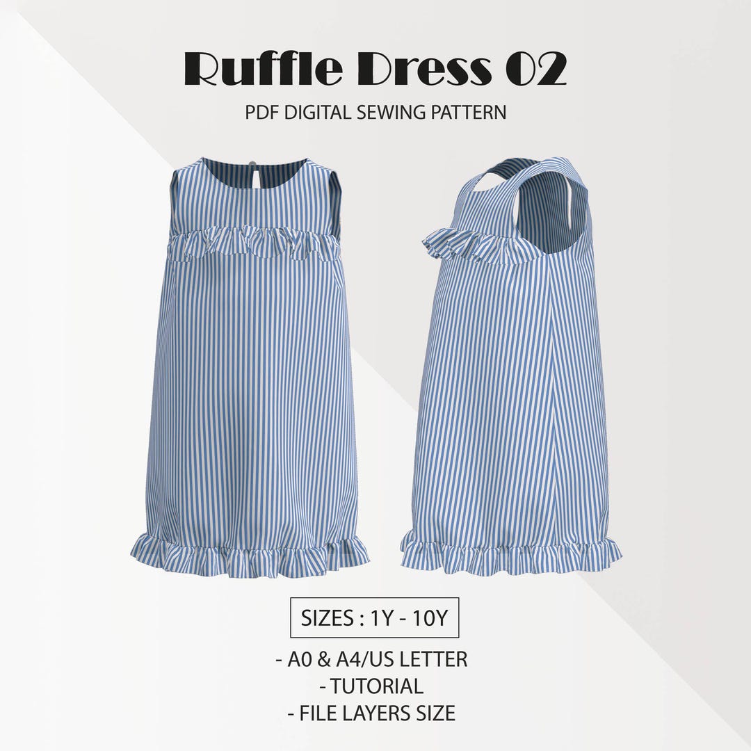 Ruffle Dress Baby & Kids PDF Pattern Sewing, Baby PDF Pattern Sewing ...