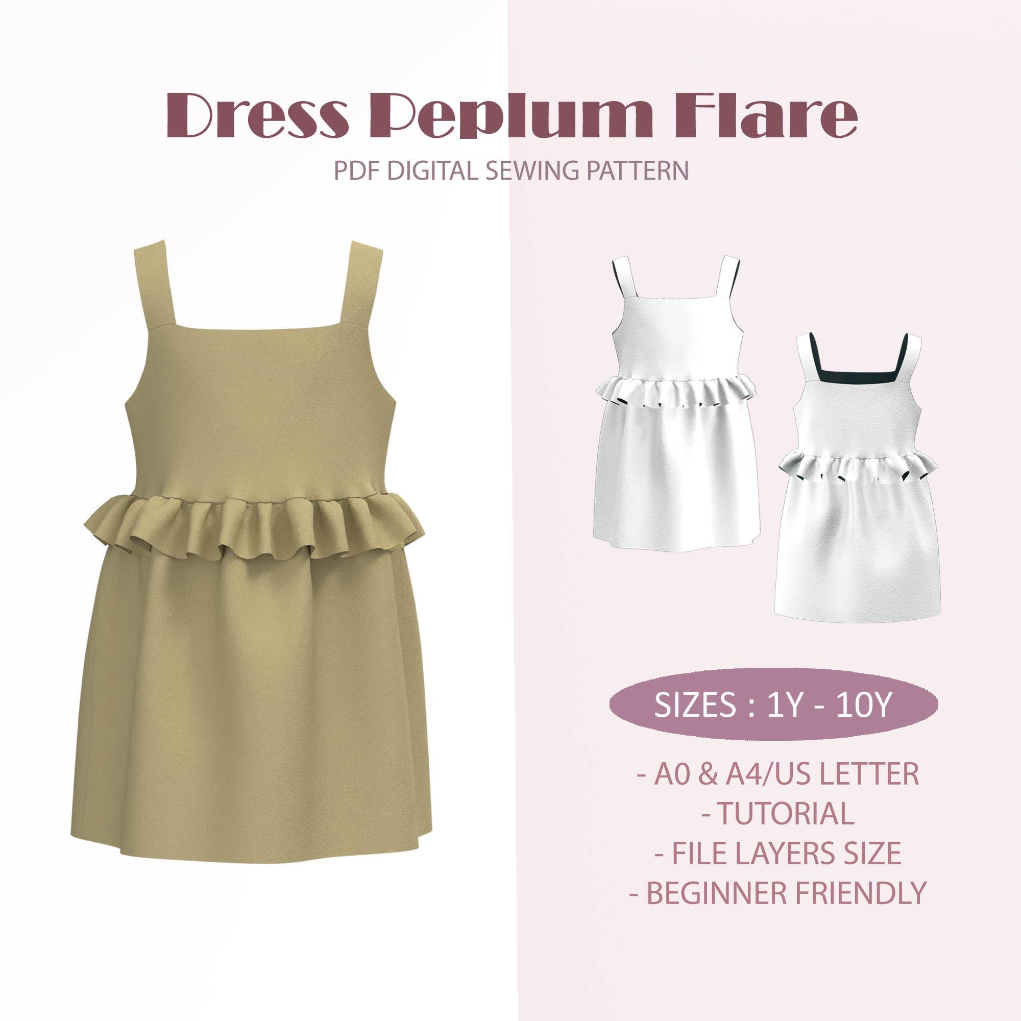 Dress Flare Ruffle Baby&kids PDF Pattern Sewing, Dress Peplum Flare ...