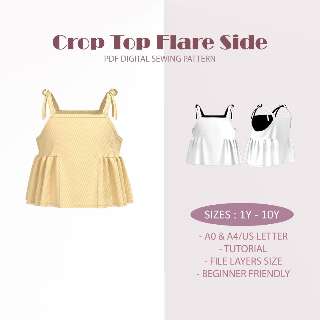 Crop Top Flare Sewing Pattern: Baby, Kids, Toddler (PDF Pattern) - Etsy