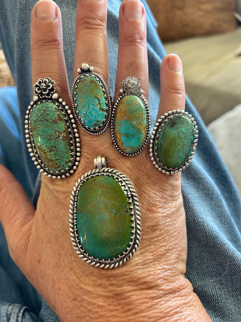 Hubei Turquoise and Sterling Silver Pendant - Etsy