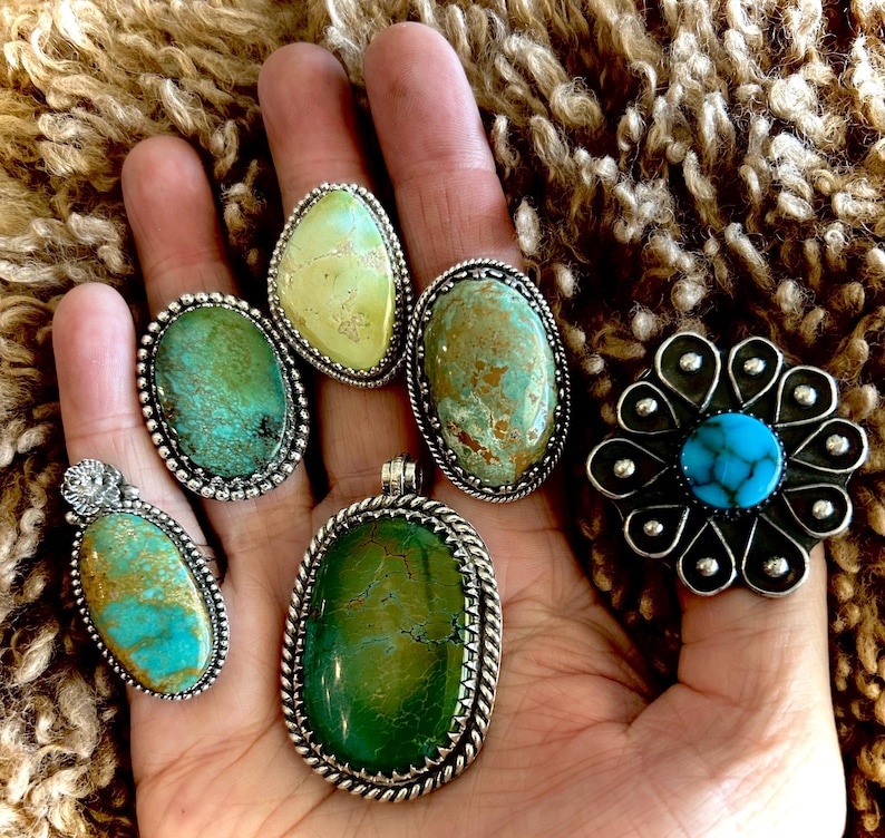 Hubei Turquoise and Sterling Silver Pendant - Etsy