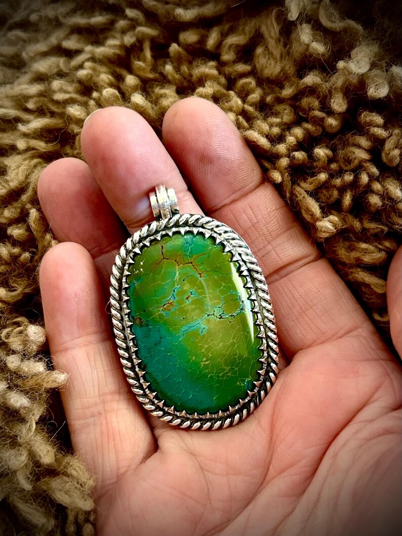 Hubei Turquoise and Sterling Silver Pendant - Etsy