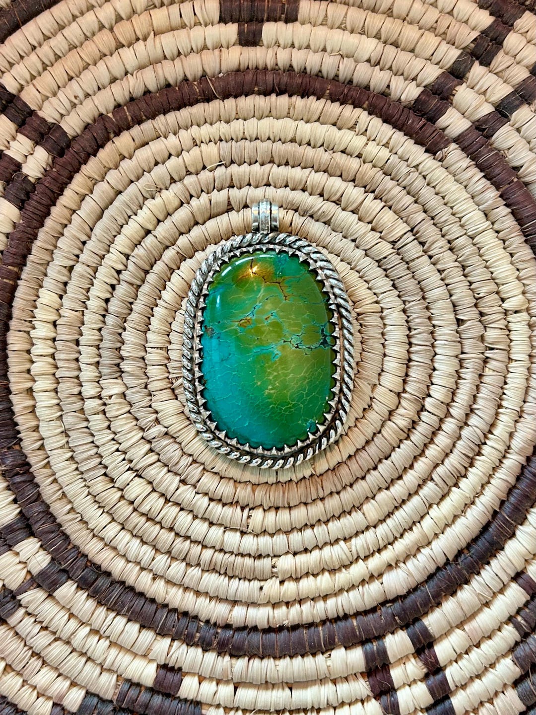 Hubei Turquoise and Sterling Silver Pendant - Etsy