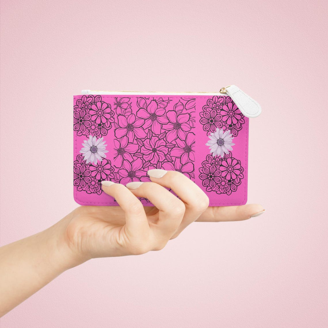 Pink Floral Mini Clutch Bag, Small Handbag for Women, Elegant Evening ...