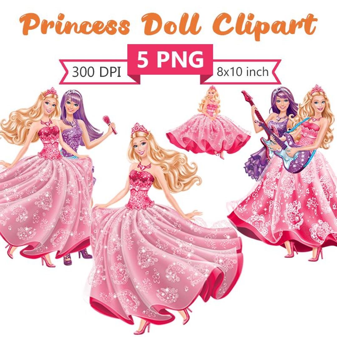 Pink Princess Doll Clipart | Fashion Girl PNG, Party Decor (digital ...
