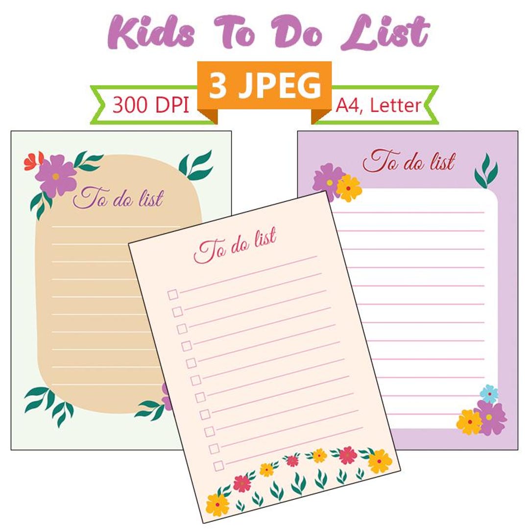 Floral Kids to Do List Printable | Fun Daily Planner (digital Download ...