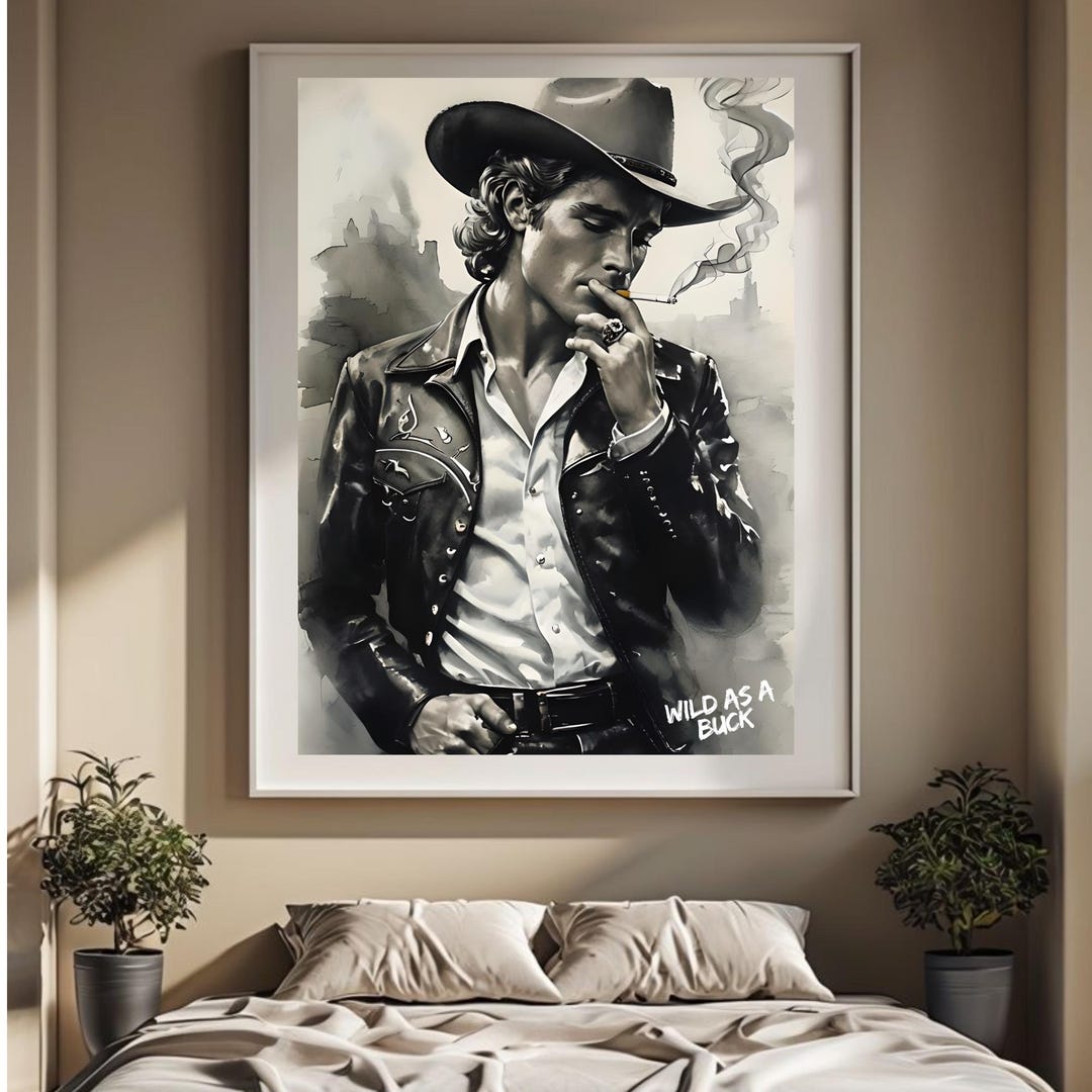 Wild as a Buck – Vintage Cowboy Wall Art | Western Aesthetic Black ...