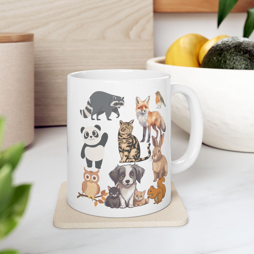 Whimsical Animal Ceramic Mug - Cute Nature Lovers Gift, Forest Animals ...