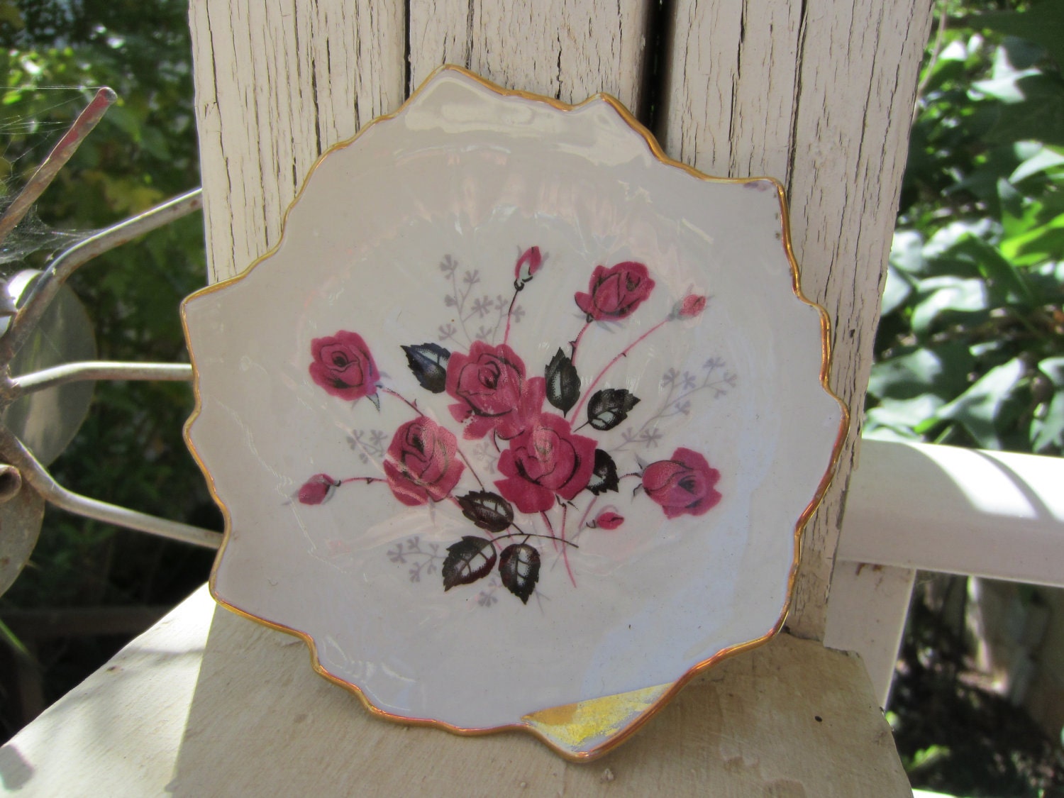 Two Ceramic Red Rose Dishes - Etsy
