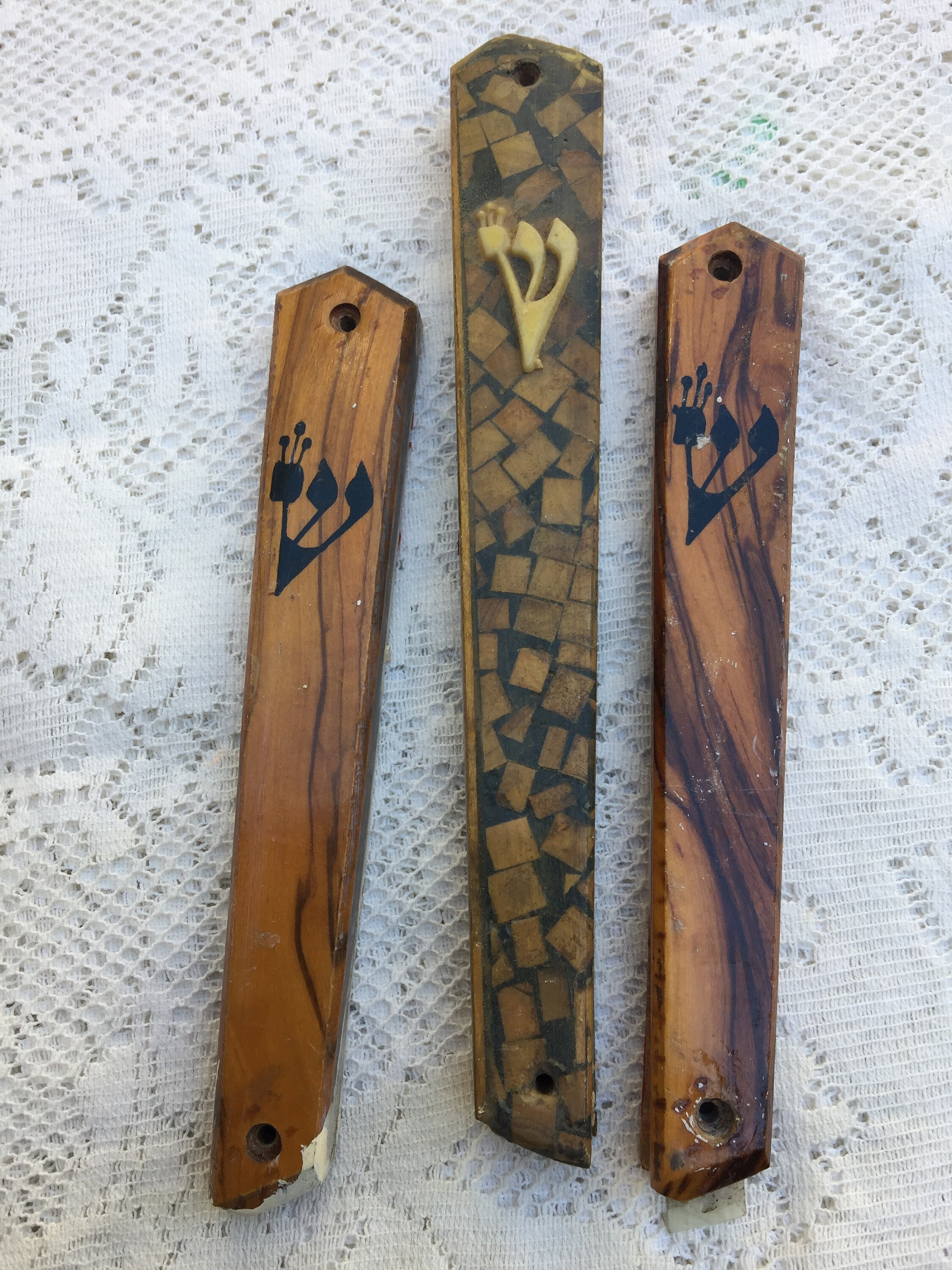Three Olive Wood Vintage Mezuzzahs Made in Israel Judaica - Etsy