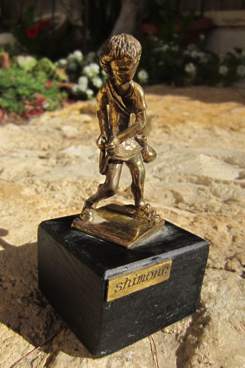 Brass Biblical Figure of David With His Sling Shot One of a Kind Made ...