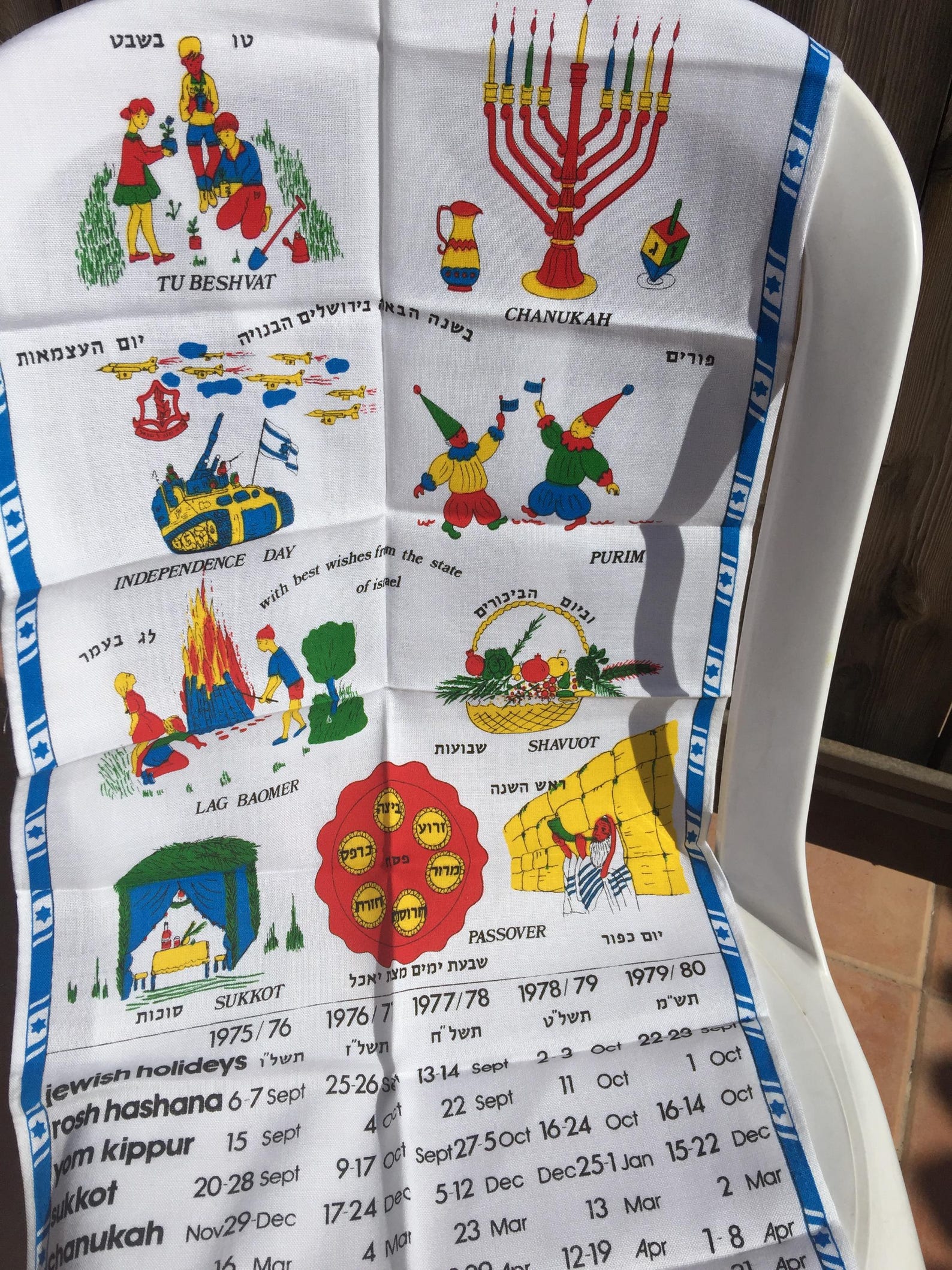 Jewish Wall Calendar Linen Vintage Kitchen Towel 1970's - Etsy
