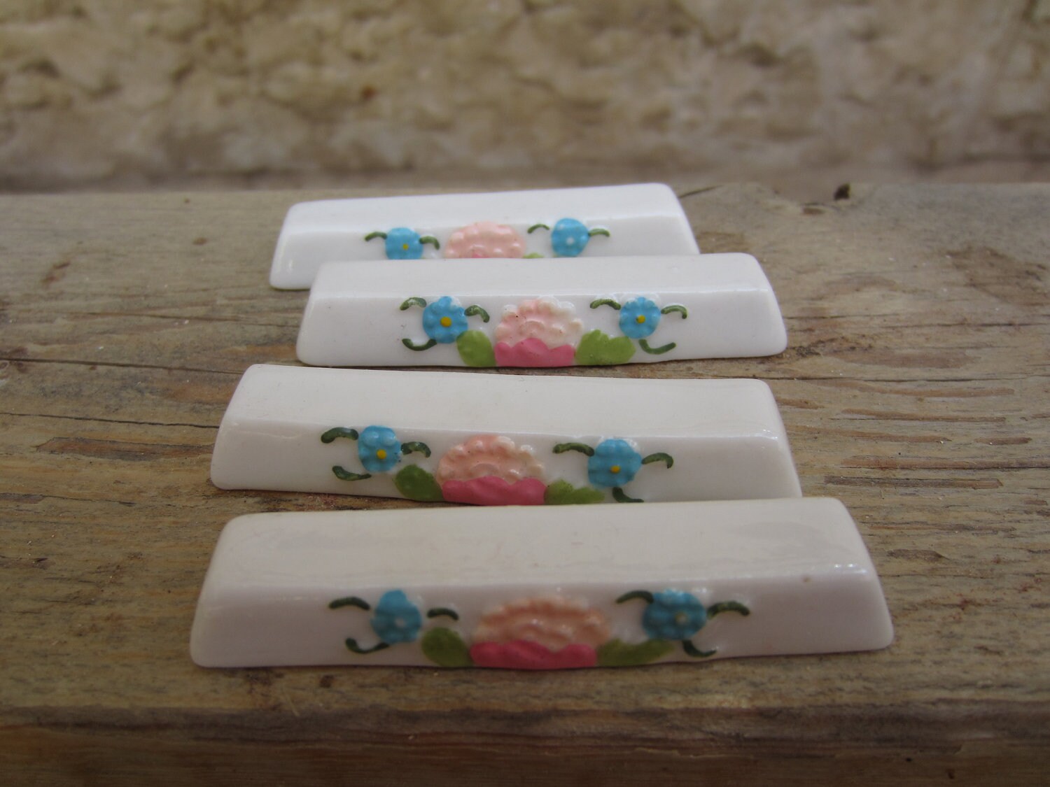 4 Flowered Ceramic Knife Rests Kitchen and Dining Home Decor ...