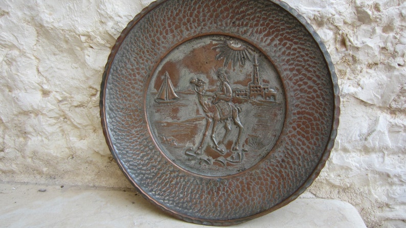 Old Israeli Copper Plate Vintage Souvenir Collectibles Wall Decor Old ...