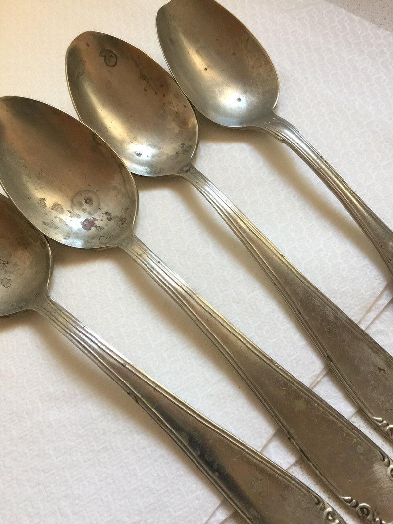 Four Large Vintage Matching Serving Spoons Hallmarked Alpaca Silver ...